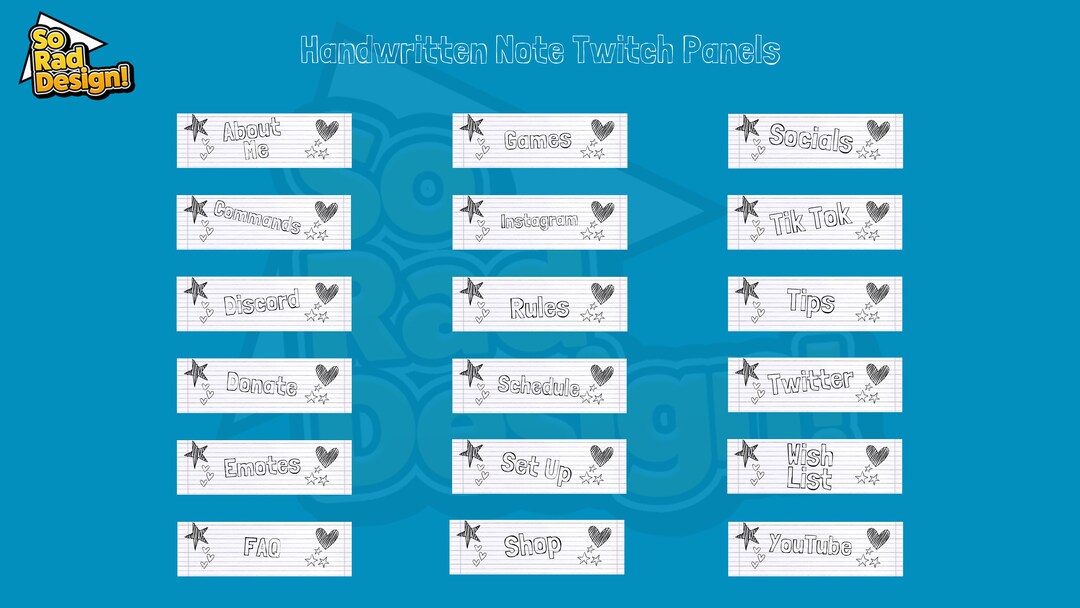 Notebook Doodles Twitch Panels - Etsy