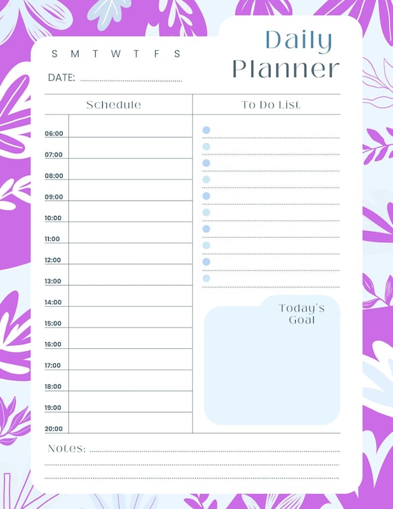 Daily Planner Printable Daily Schedule Instant Download - Etsy
