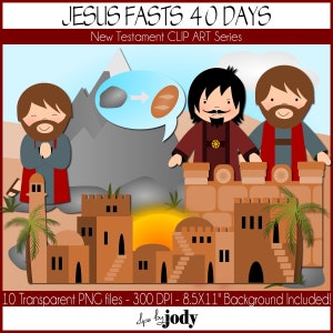 Jesus Fasts for 40 Days, New Testament Clip Art, Bible Clip Art, PNG ...