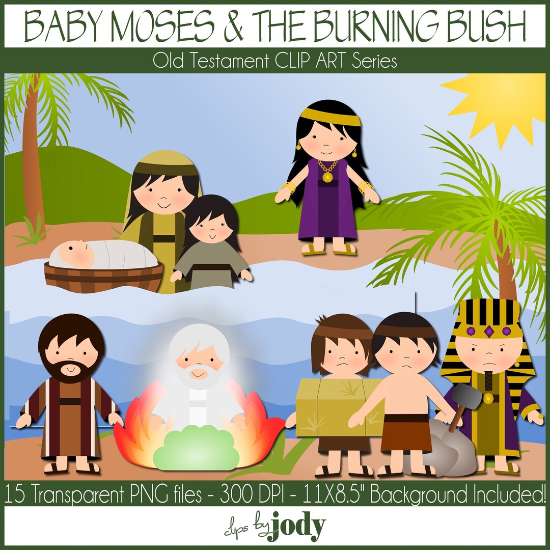 Baby Moses & the Burning Bush, Old Testament Clip Art, Bible Clip Art ...