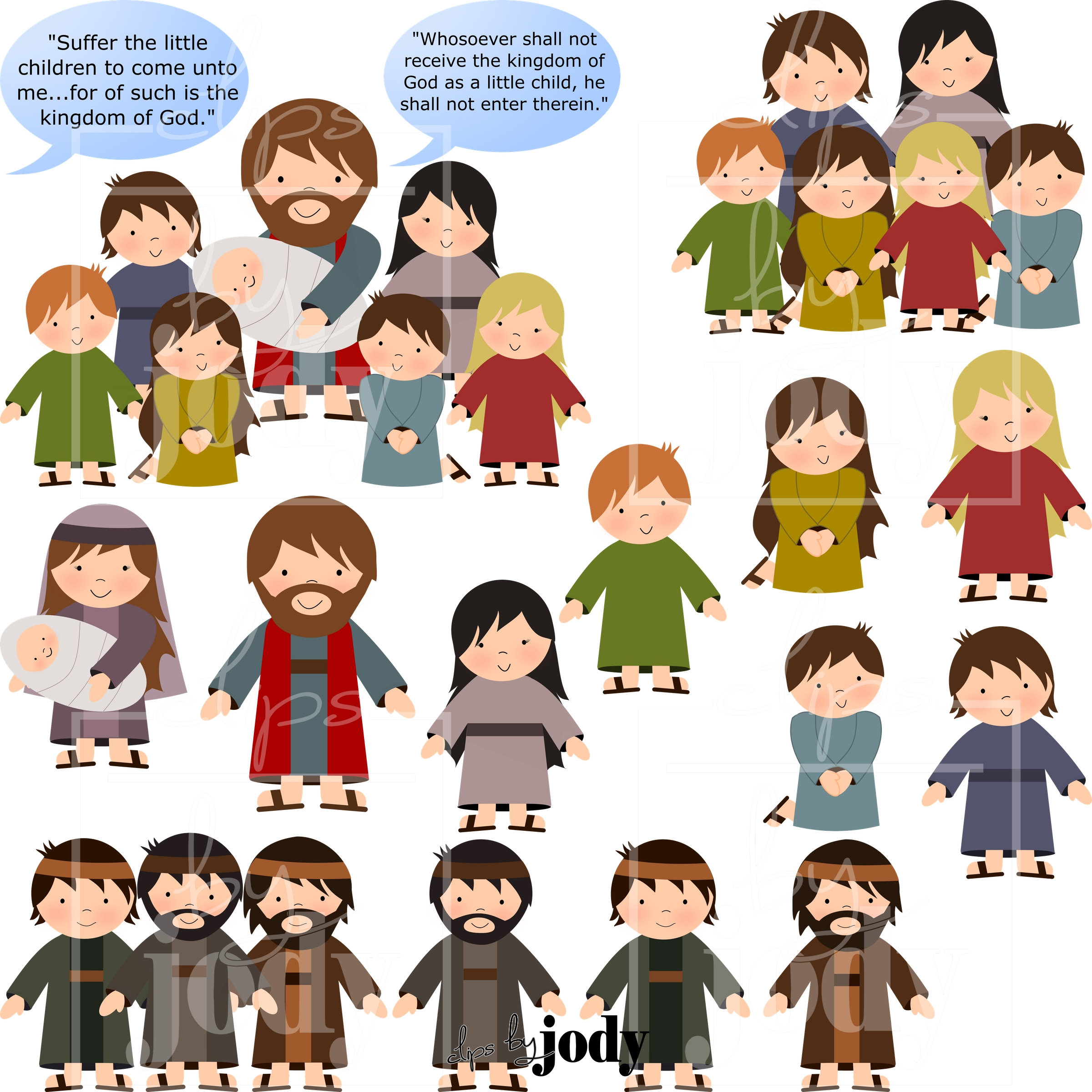 Jesus Blesses the Little Children, New Testament Clip Art, Bible Clip ...
