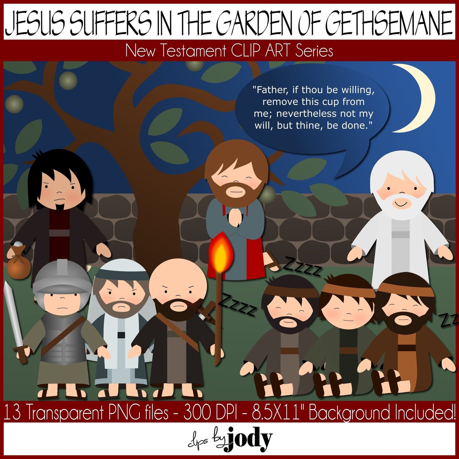Jesus Suffers in the Garden of Gethsemane, New Testament Clip Art ...