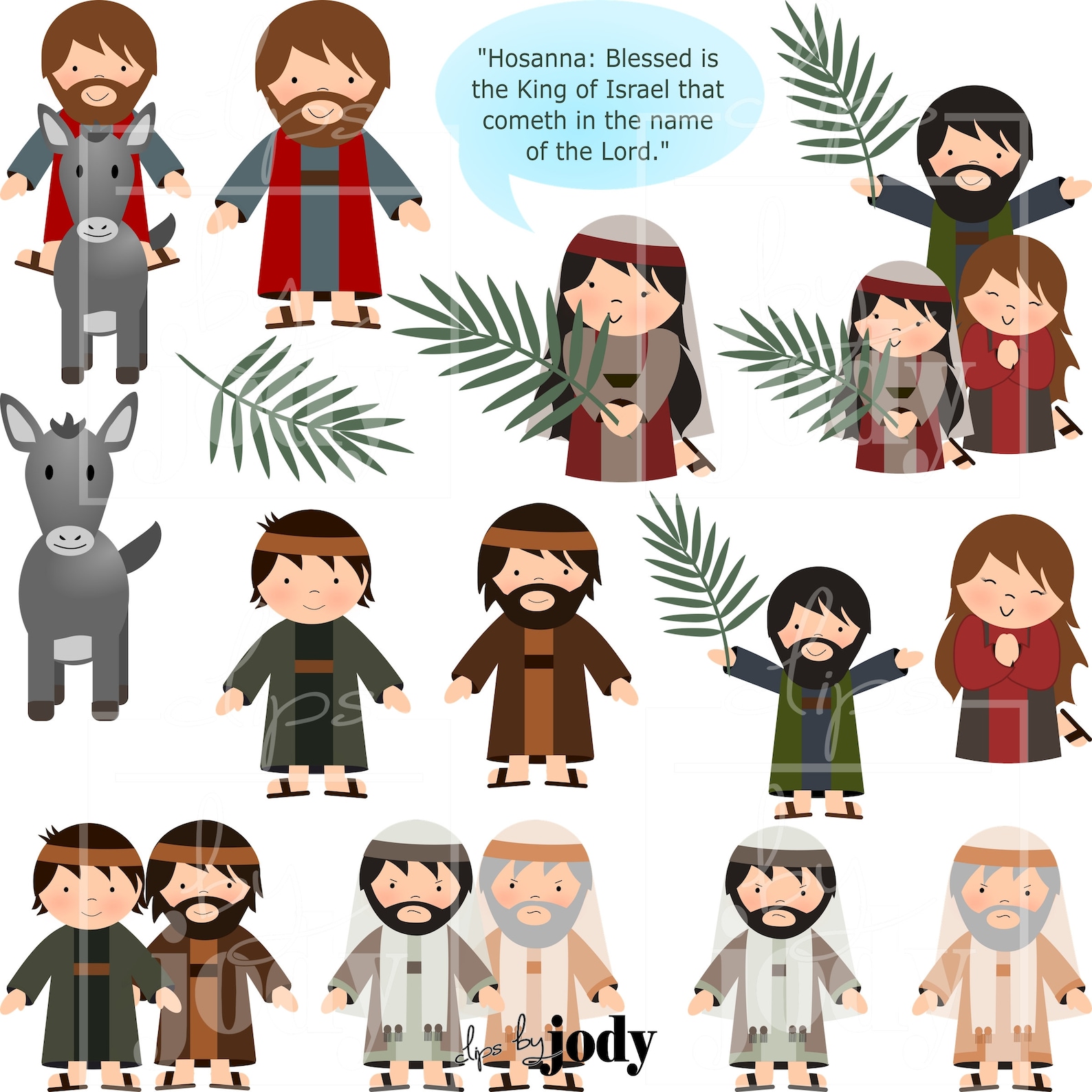 Jesus Rides Into Jerusalem on a Donkey, New Testament Clip Art, Bible ...