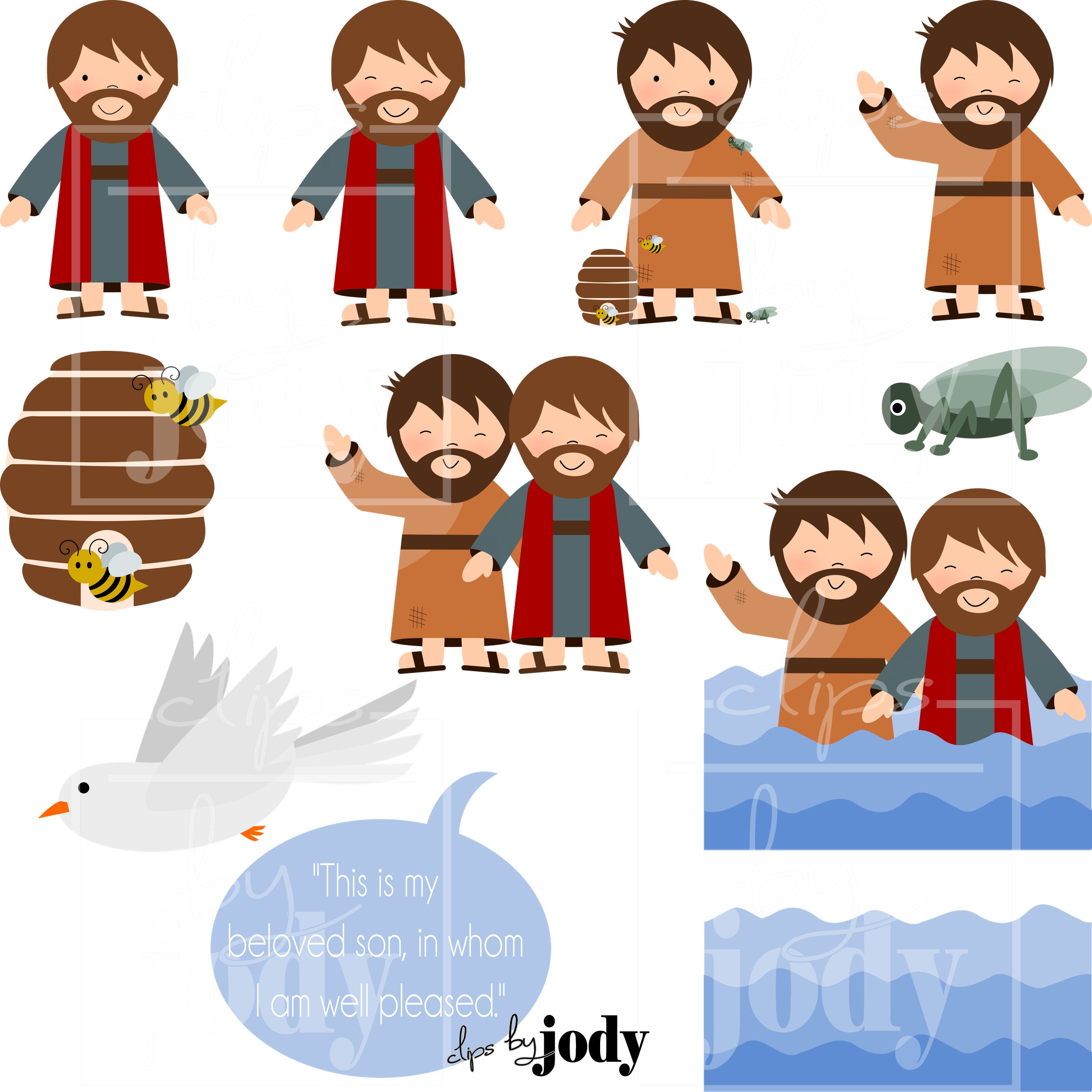 John the Baptist Baptizes Jesus, New Testament Clip Art, Bible Clip Art ...