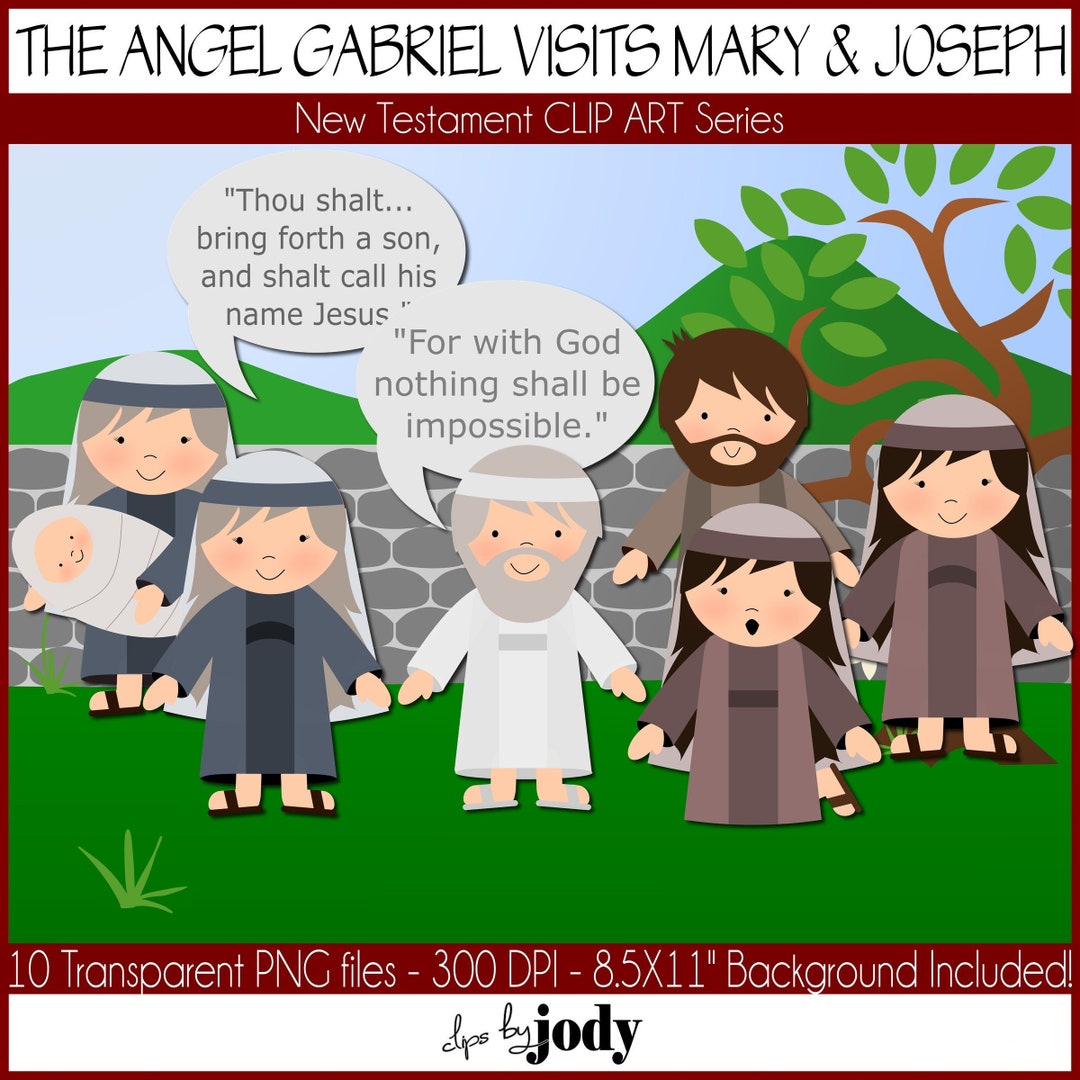 The Angel Gabriel Visits Mary & Joseph, New Testament Clip Art, Bible ...