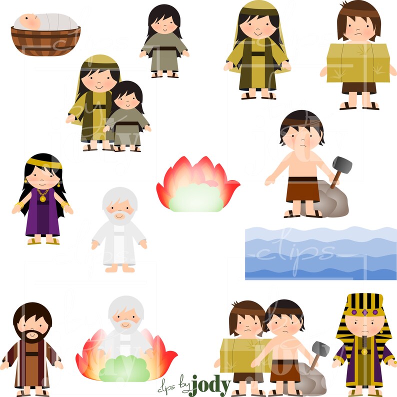 Baby Moses & the Burning Bush, Old Testament Clip Art, Bible Clip Art ...