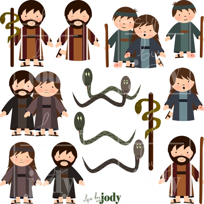 Moses & the Brass Serpent, Old Testament Clip Art, Bible Clip Art, PNG ...