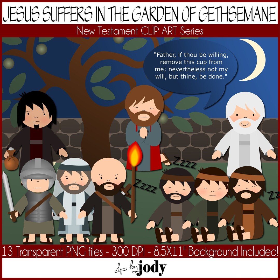 Jesus Suffers in the Garden of Gethsemane, New Testament Clip Art ...