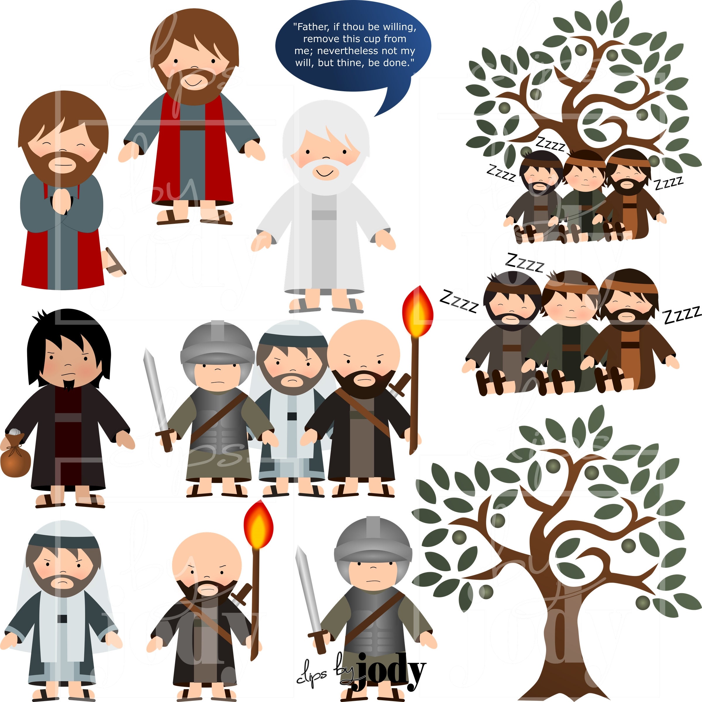 Jesus Suffers in the Garden of Gethsemane, New Testament Clip Art ...