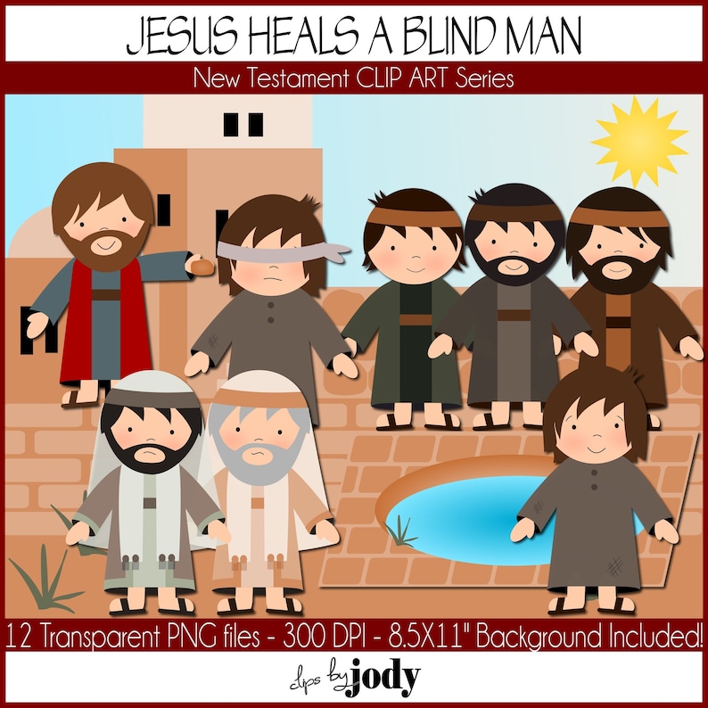 Jesus Heals a Blind Man, New Testament Clip Art, Bible Clip Art, PNG ...