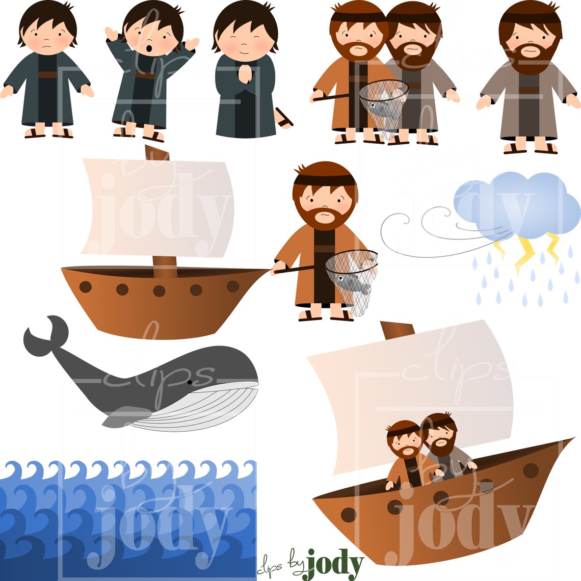 Jonah, Old Testament Clip Art, Bible Clip Art, PNG Files, Jonah 1-3 - Etsy