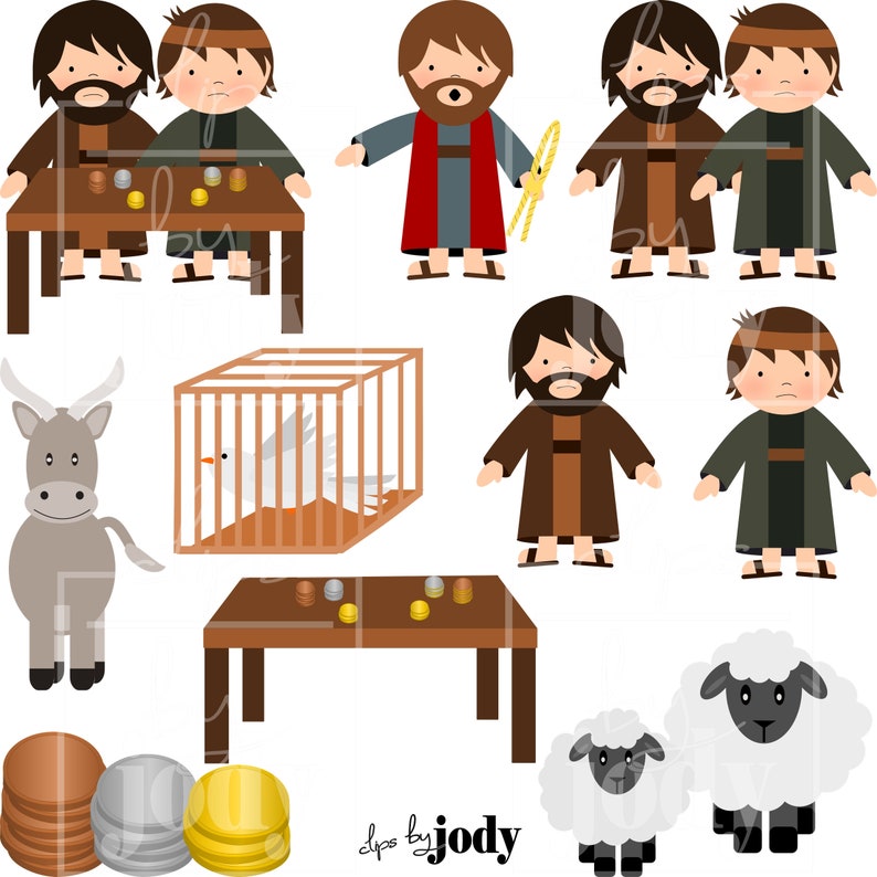 Jesus Cleanses the Temple, New Testament Clip Art, Bible Clip Art, PNG ...