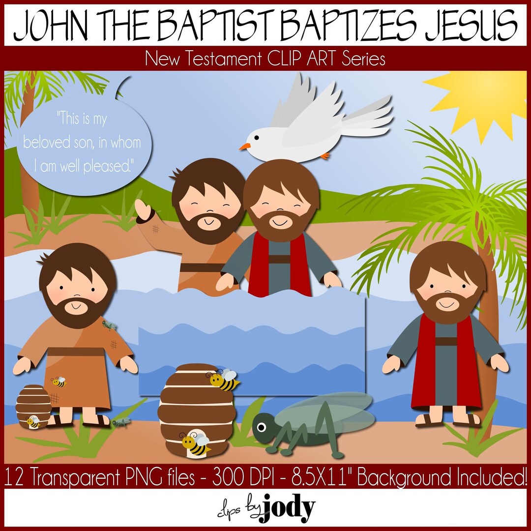 John the Baptist Baptizes Jesus, New Testament Clip Art, Bible Clip Art ...