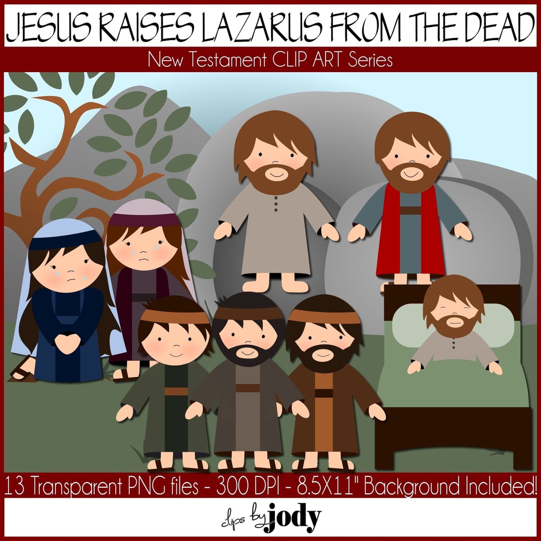Jesus Raises Lazarus From the Dead, New Testament Clip Art, Bible Clip ...
