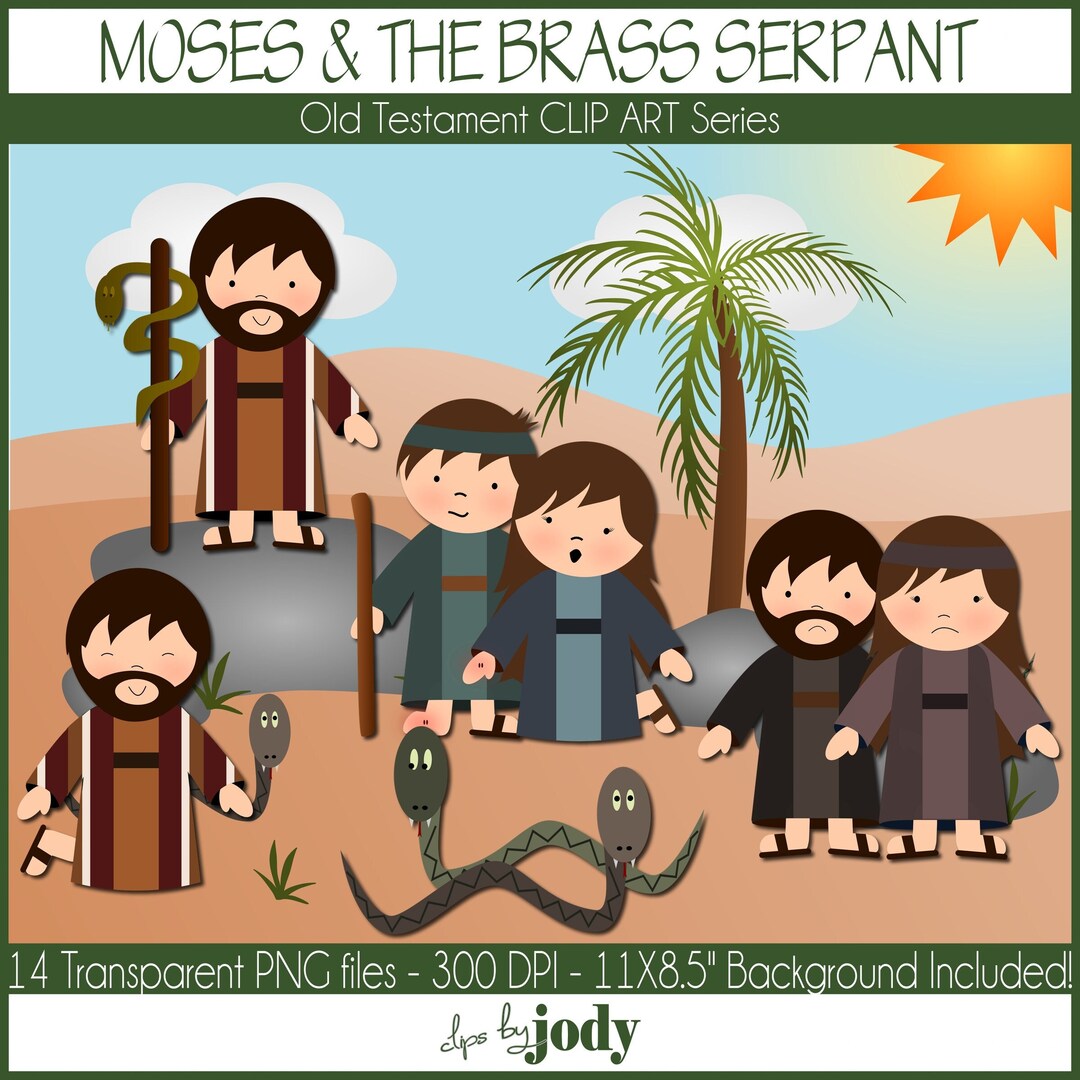 Moses & the Brass Serpent, Old Testament Clip Art, Bible Clip Art, PNG ...