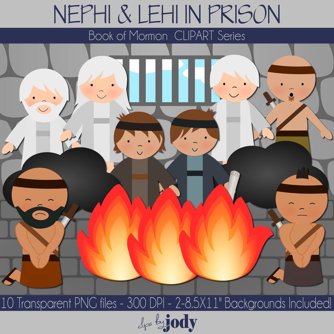 Nephi and Lehi in Prison, Book of Mormon Clipart, PNG Files, Heleman 5 ...
