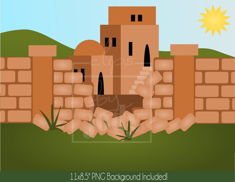 Joshua Conquers Jericho, Old Testament Clip Art, Bible Clip Art, PNG ...