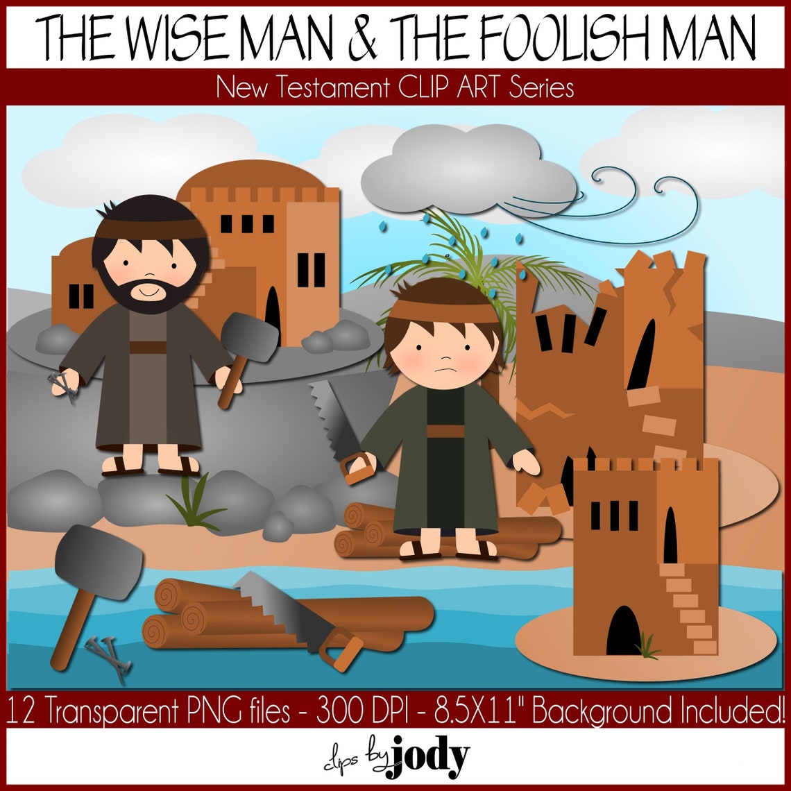 The Wise Man and the Foolish Man, New Testament Clip Art, Bible Clip ...