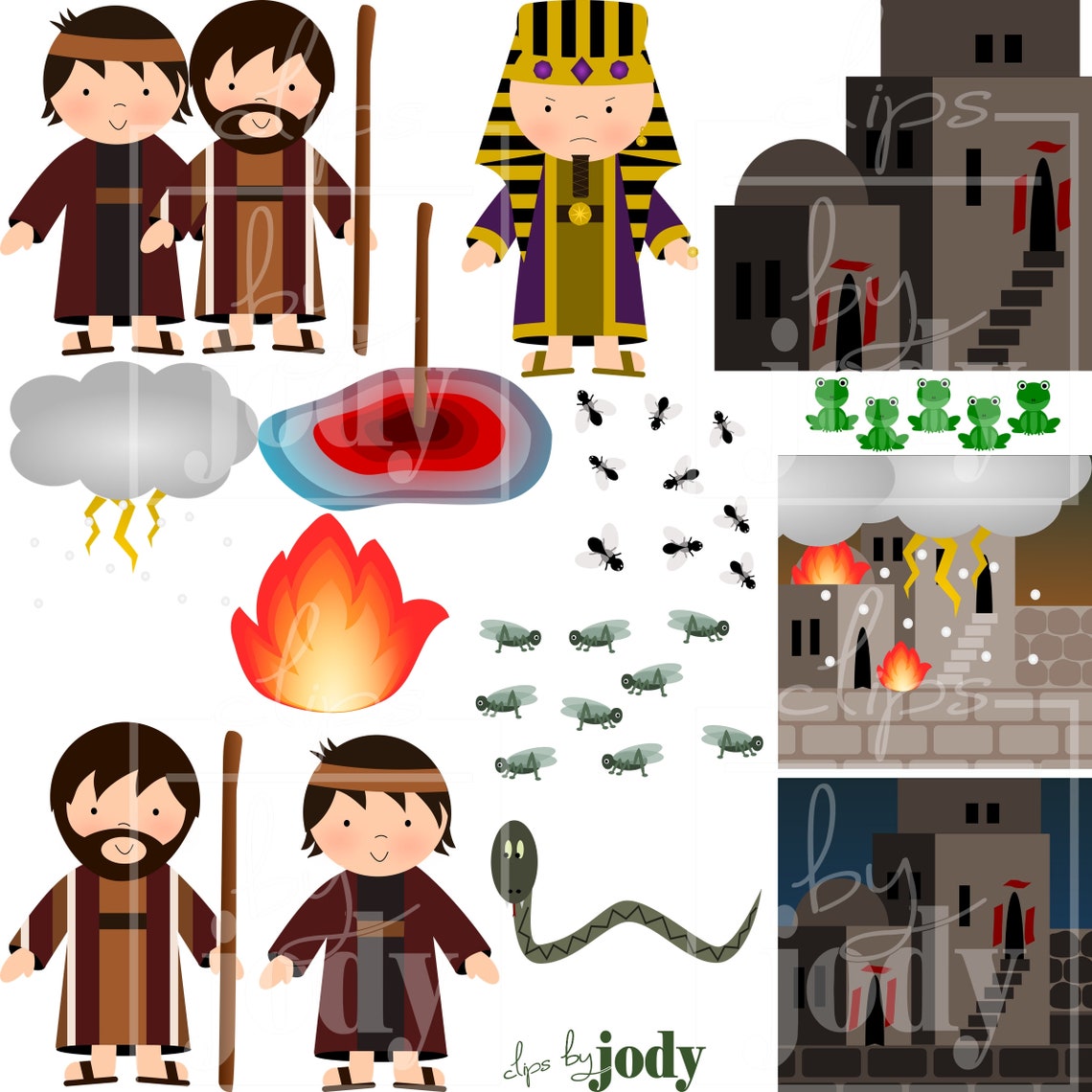 Moses & the Plagues of Egypt, Old Testament Clip Art, Bible Clip Art ...