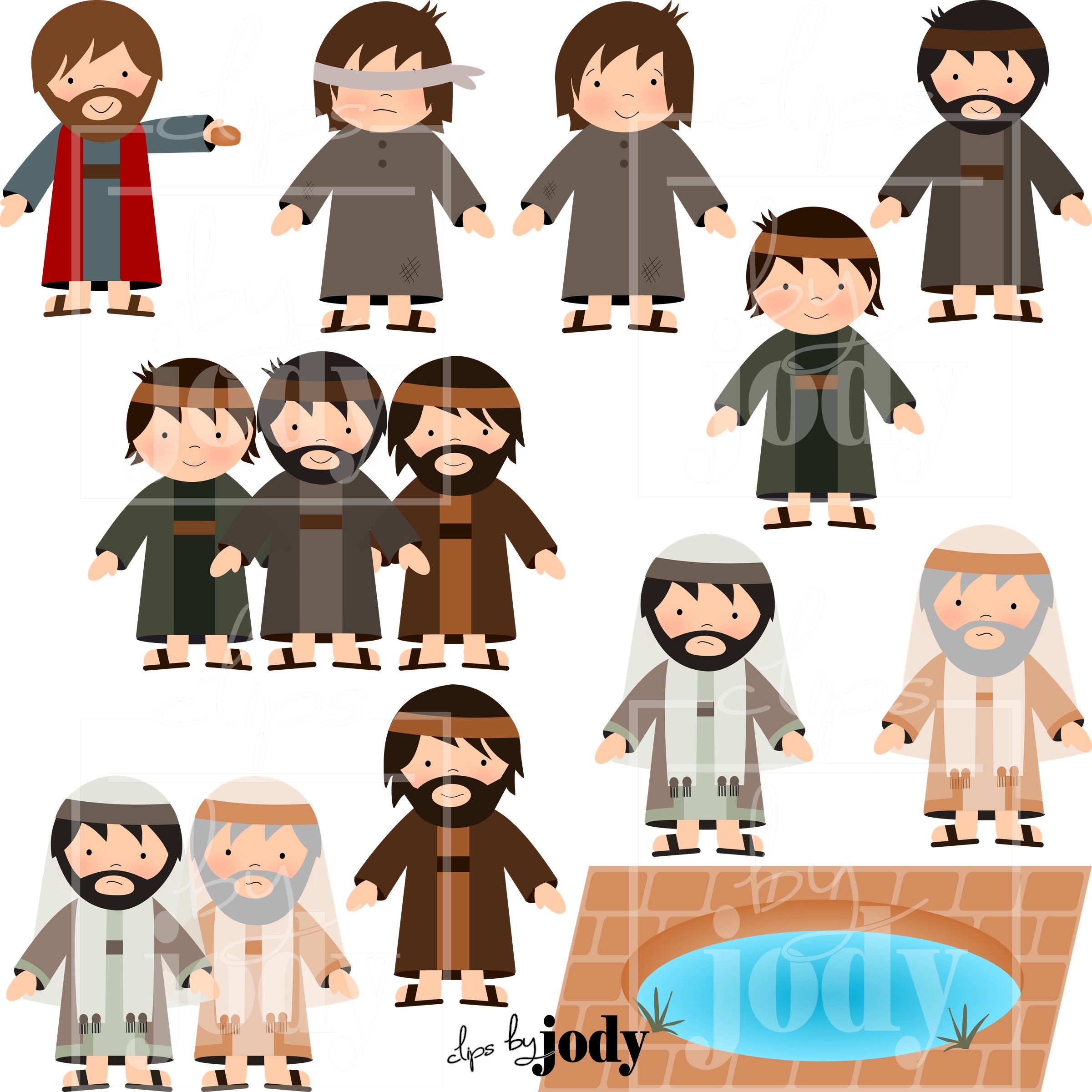 Jesus Heals a Blind Man, New Testament Clip Art, Bible Clip Art, PNG ...