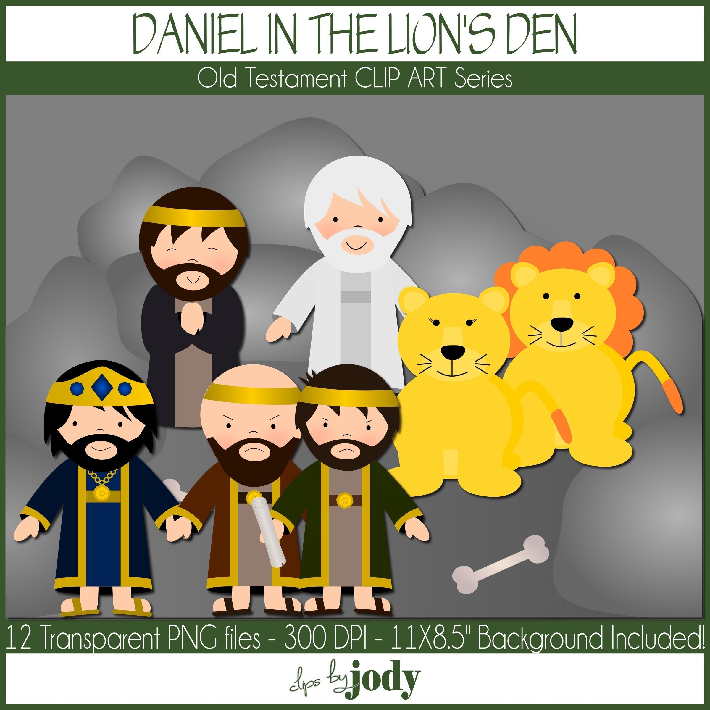 Daniel in the Lion's Den, Old Testament Clip Art, Bible Clip Art, PNG ...