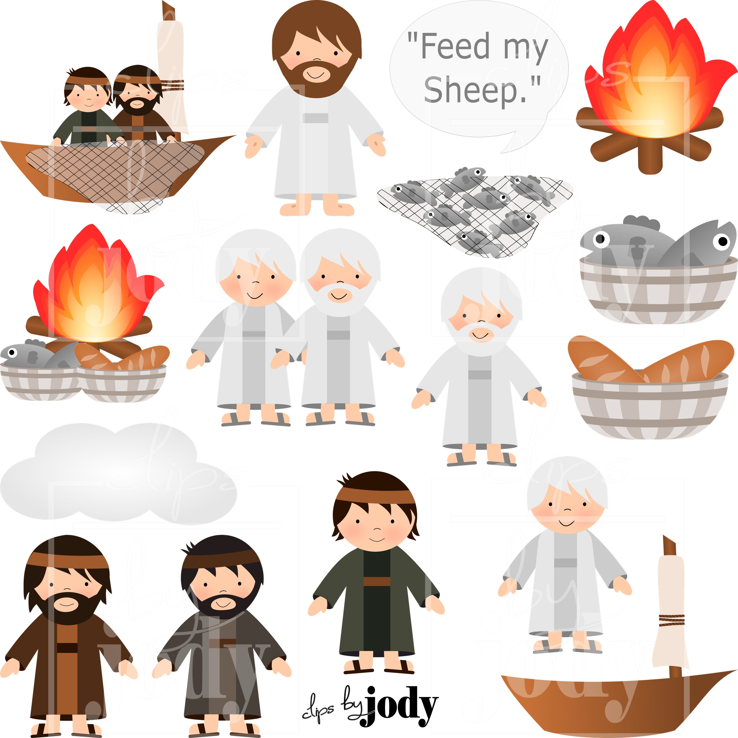 Resurrected Jesus and His Apostles, New Testament Clip Art, Bible Clip ...