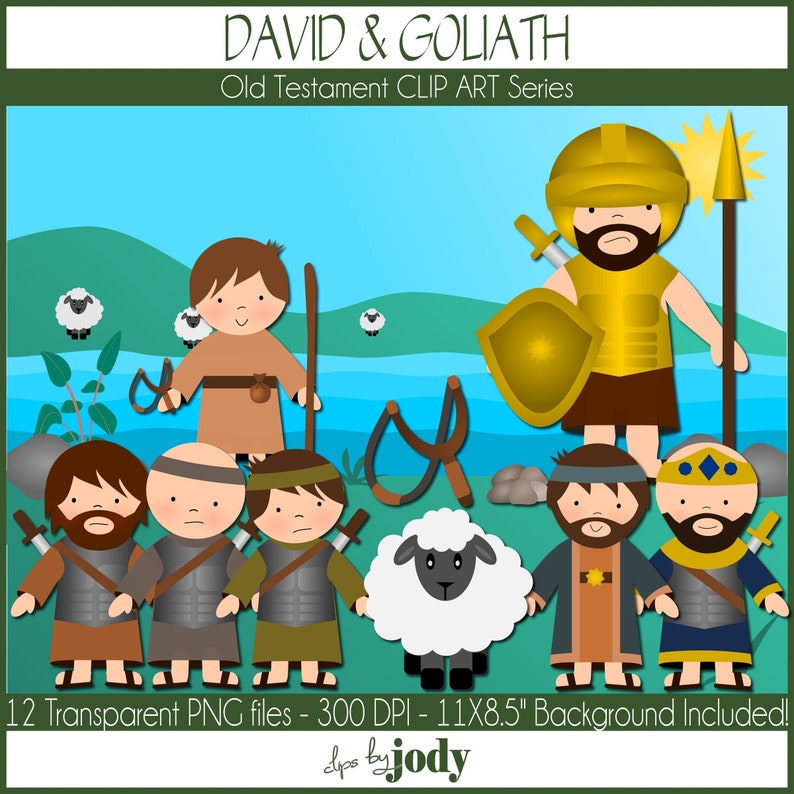 David and Goliath, Old Testament Clip Art, Bible Clip Art, PNG Files, 1 ...