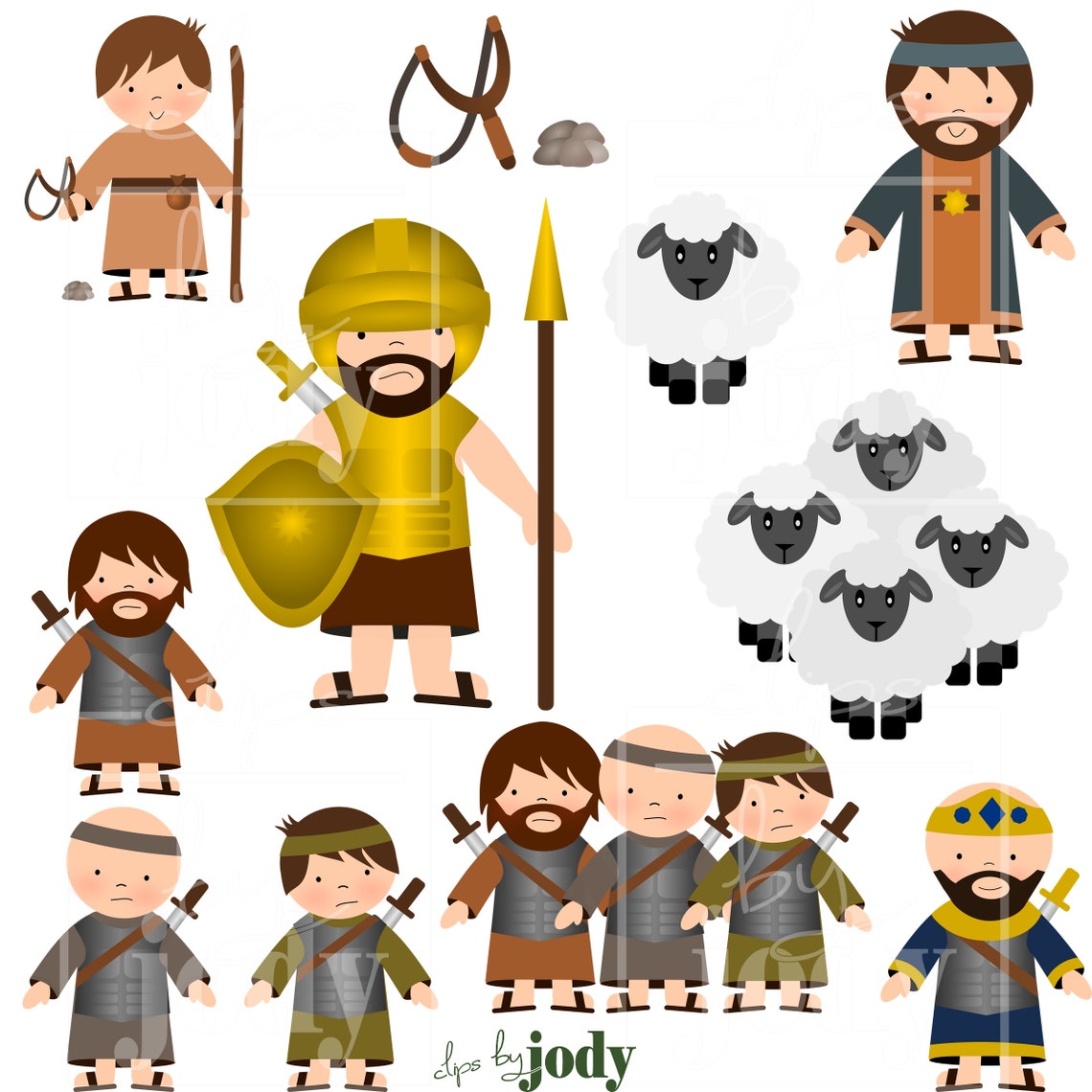 David and Goliath, Old Testament Clip Art, Bible Clip Art, PNG Files, 1 ...