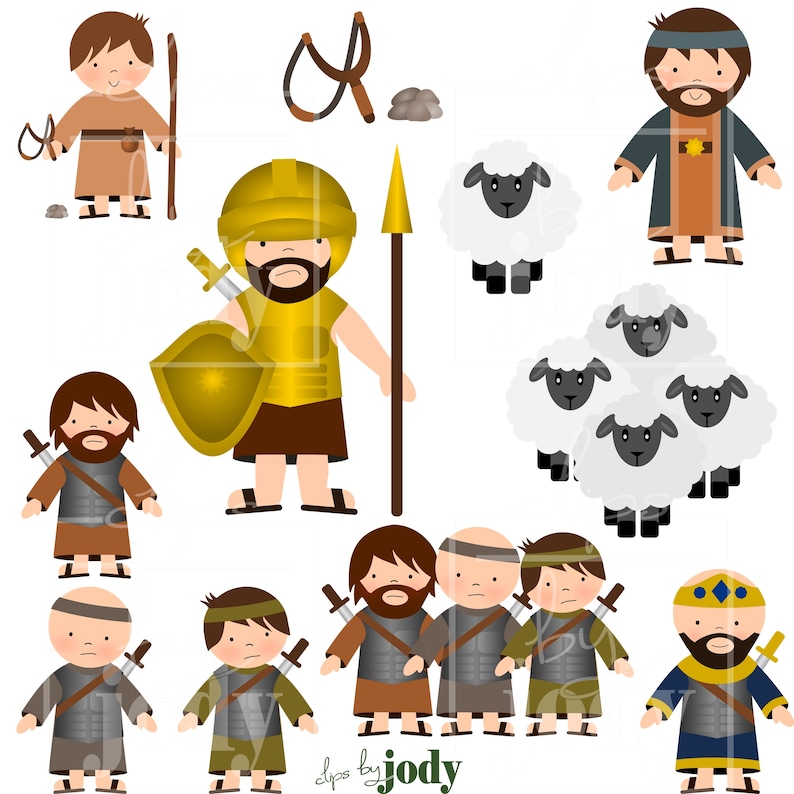 David and Goliath, Old Testament Clip Art, Bible Clip Art, PNG Files, 1 ...