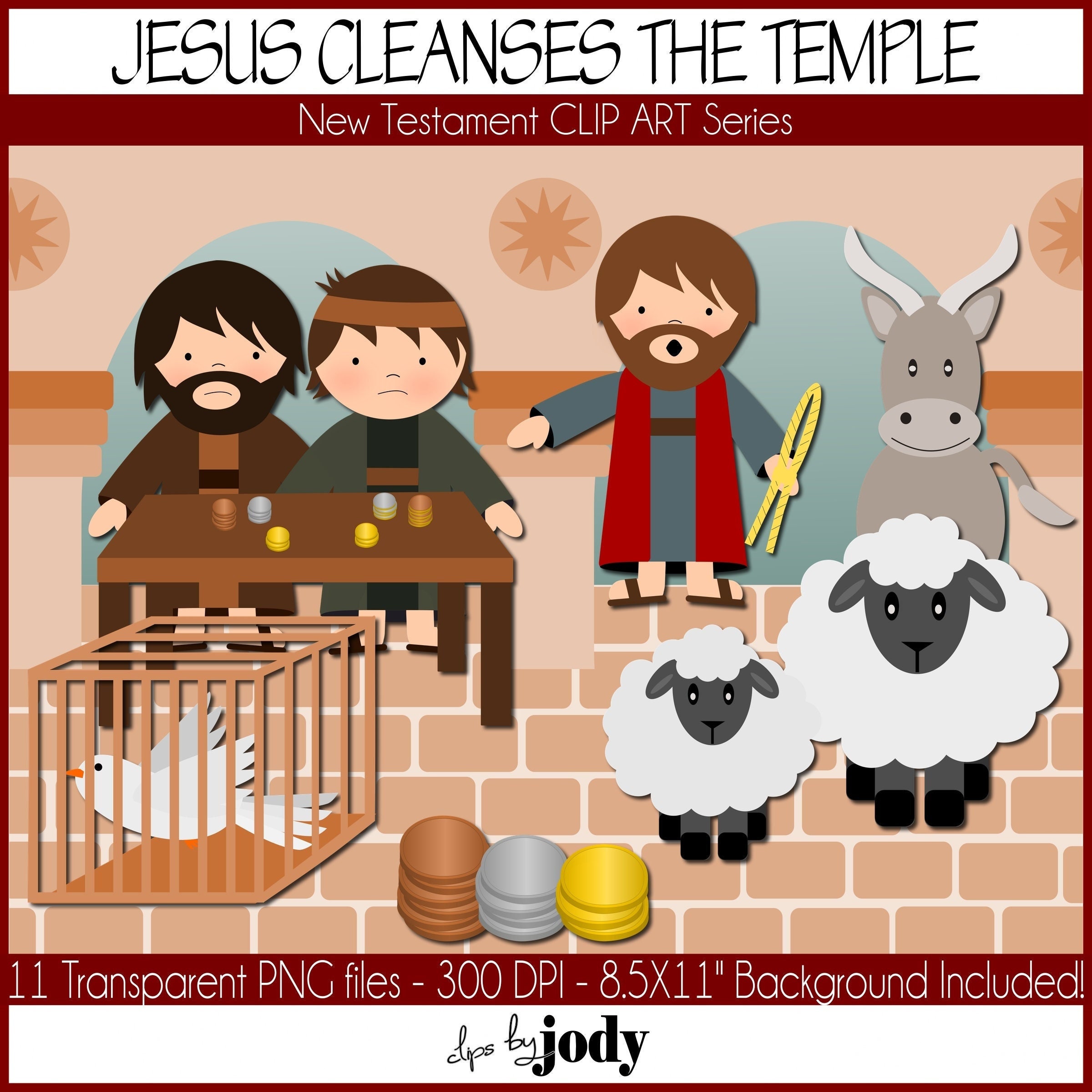 Jesus Cleanses the Temple, New Testament Clip Art, Bible Clip Art, PNG ...
