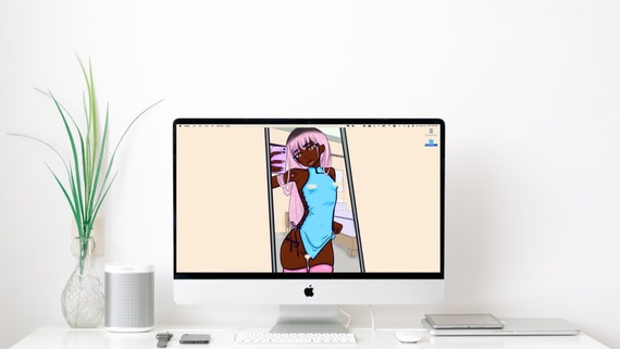 Black Anime Girl Desktop Ipad Wallpaper Anime Girl Sexy Etsy