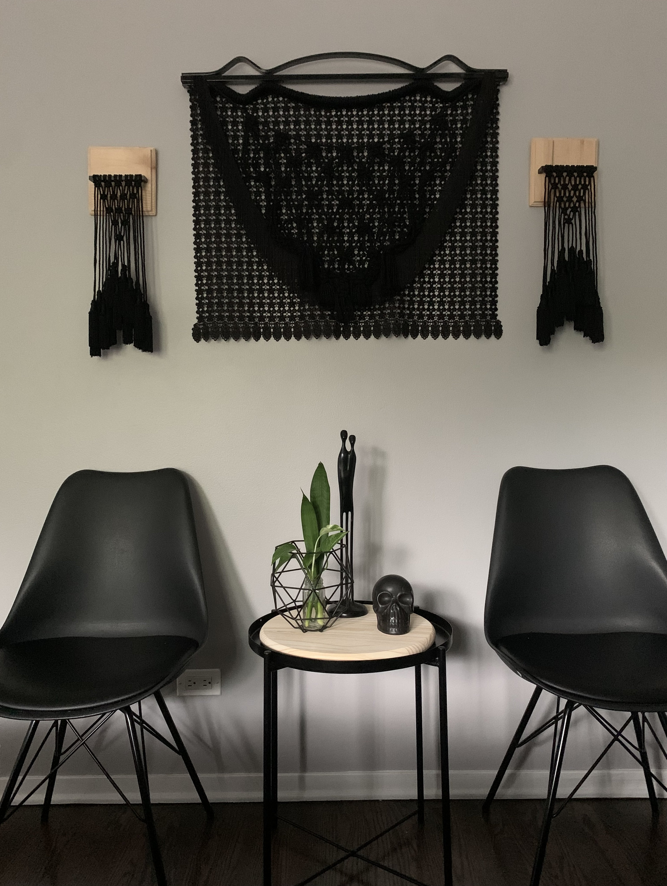 Black Macrame Wall Hanging Goth Macrame Wall Hanging Floral - Etsy