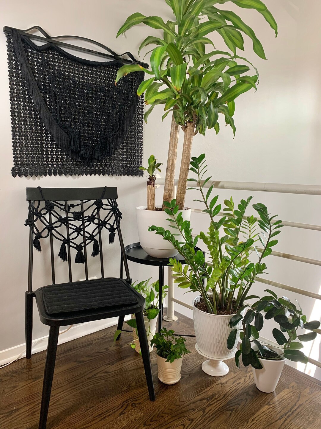 Black Macrame Wall Hanging, Woven Tapestry, Macrame Wall Hang ...