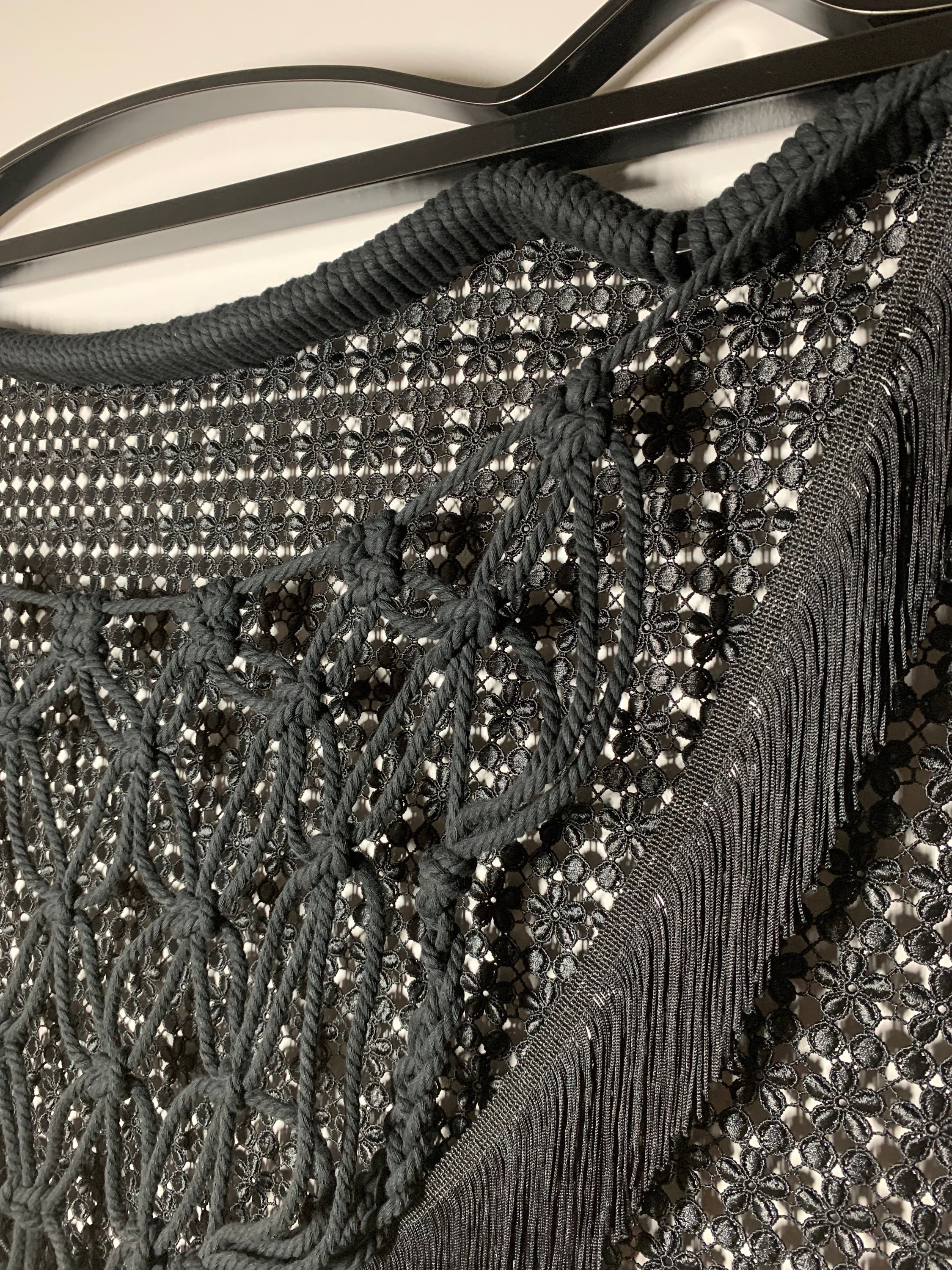 Black Macrame Wall Hanging Goth Macrame Wall Hanging Floral - Etsy