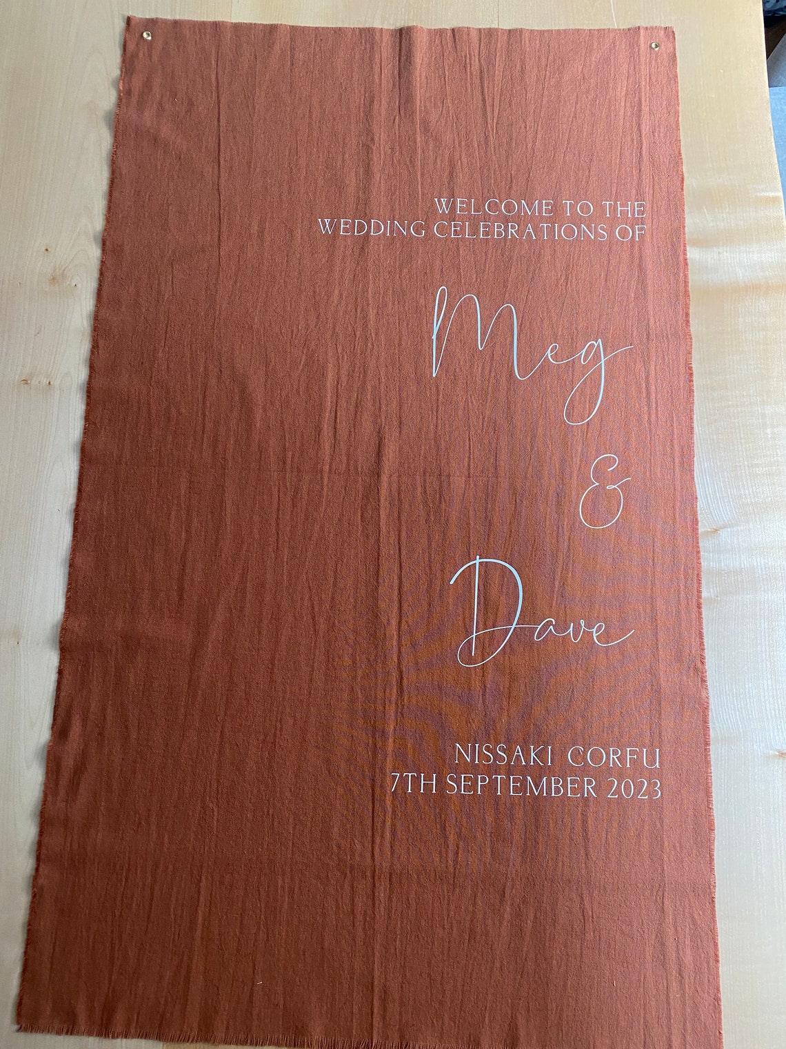 Fabric Wedding Sign Personalised Welcome Sign Linen Cotton - Etsy