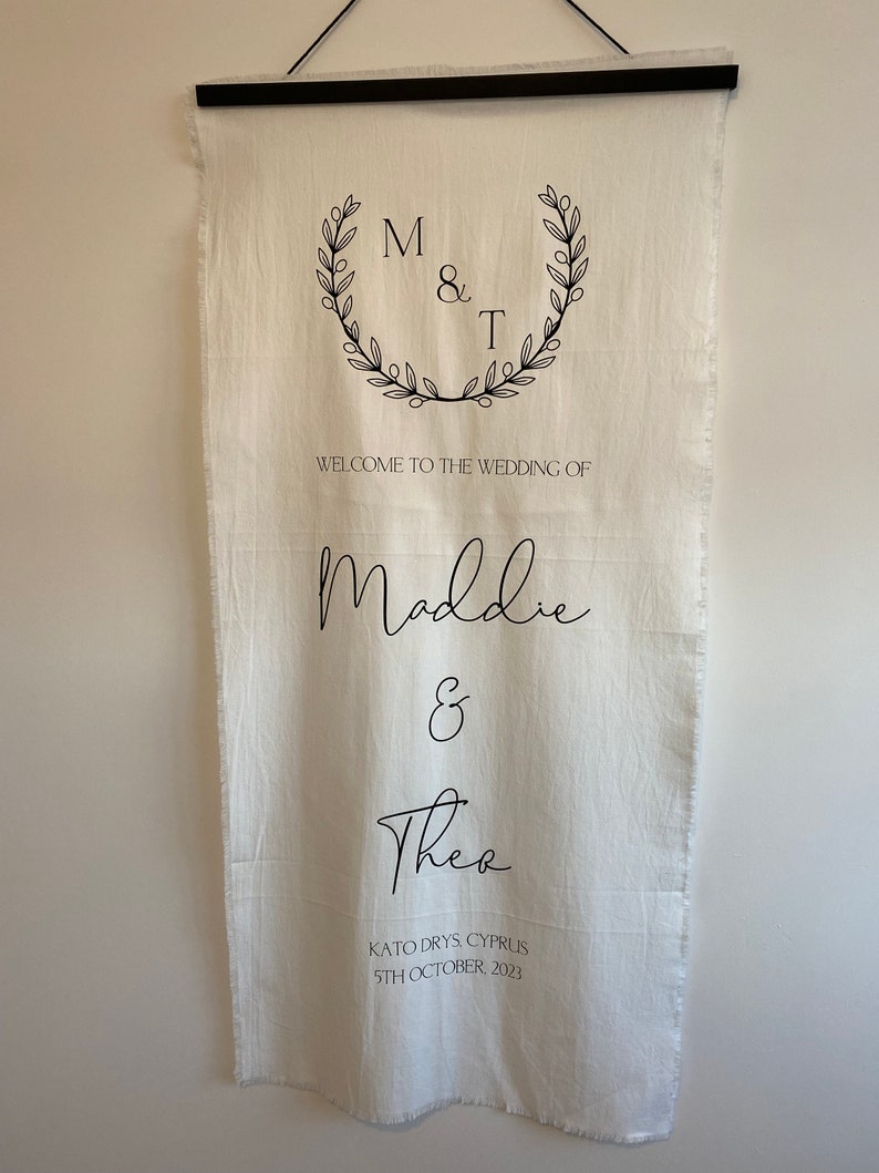 Fabric Wedding Sign Personalised Welcome Sign Linen Cotton - Etsy