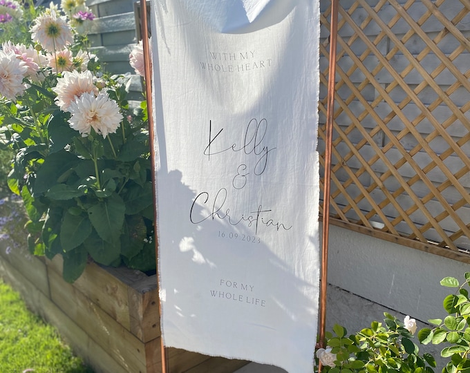 Fabric Wedding Sign Welcome Sign Linen Cotton Banner Signage - Etsy