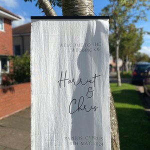 Fabric Wedding Sign | Personalised Welcome Sign | Linen Cotton Banner ...