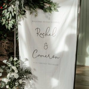 Fabric Wedding Sign Personalised Welcome Sign Linen Cotton Banner ...