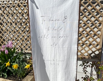 Fabric Wedding Sign Personalised Welcome Sign Linen Cotton Banner ...