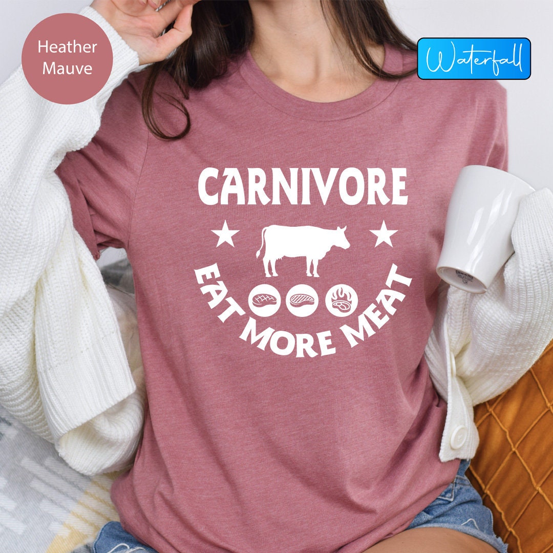 Carnivore Tshirt, Eat More Meat Cow Silhouette Carnivore Shirt, Meat ...