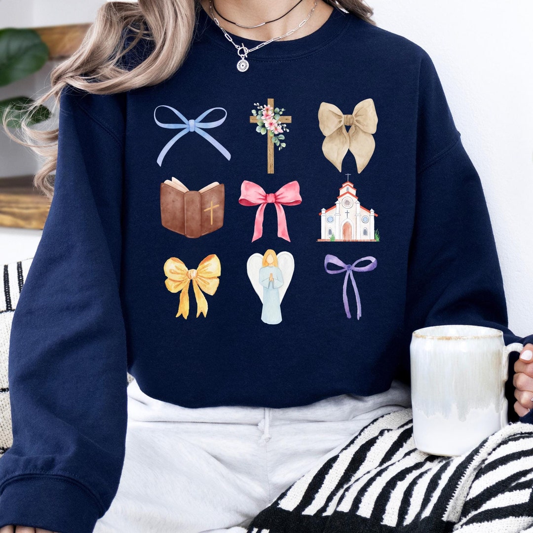 Christian Religion Coquette Bows Sweatshirt for Church Outfit Gift for ...