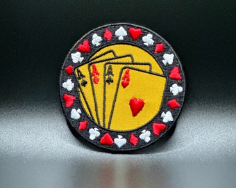 BLACKJACK CARDS PATCH Iron-on Embroidered Playing Card Ace Jack Spades ...