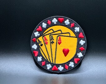 RED DIAMOND PATCH Iron-on Embroidered Playing Card Poker Blackjack Suit ...