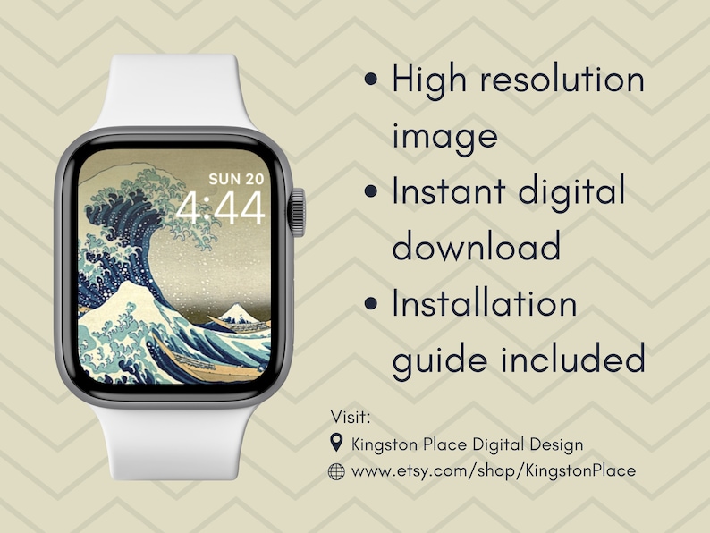 The Great Wave Apple Watch Face Instant Digital Download | Vintage Art ...