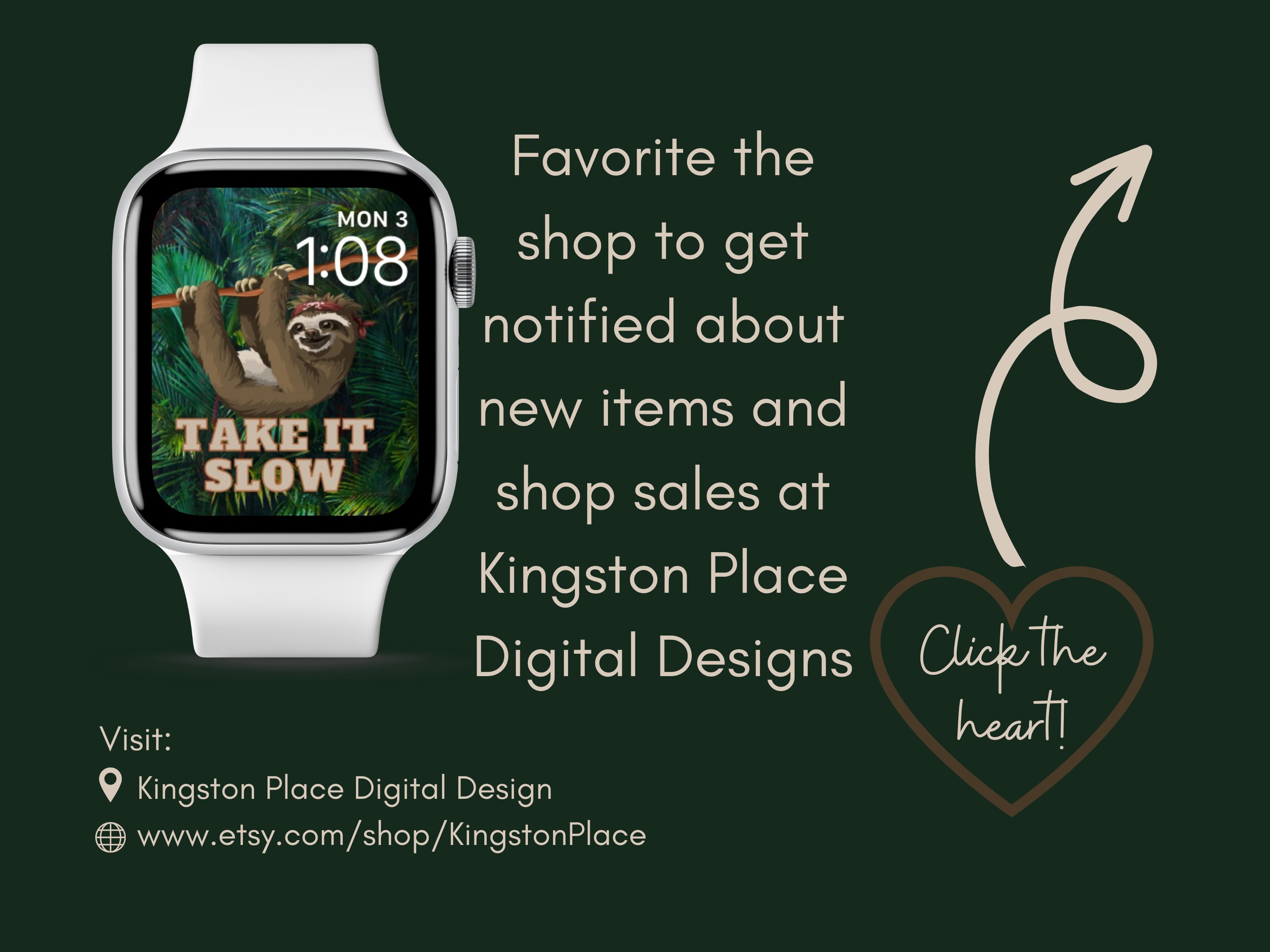 Cute Sloth Apple Watch Face Instant Digital Download Smart Watch ...