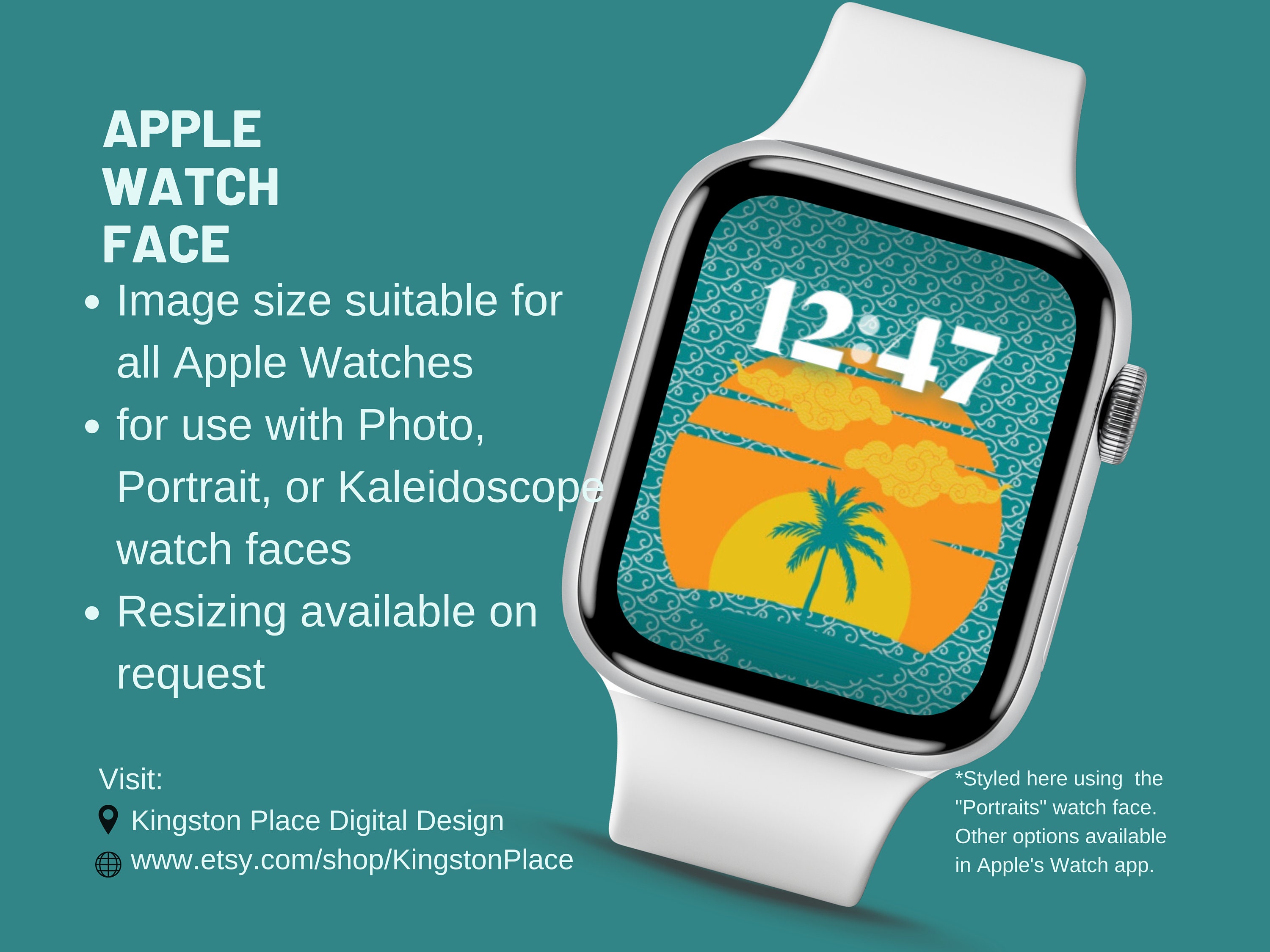 Island-themed Apple Watch Face and iPhone Wallpaper Combo, Summer Apple ...