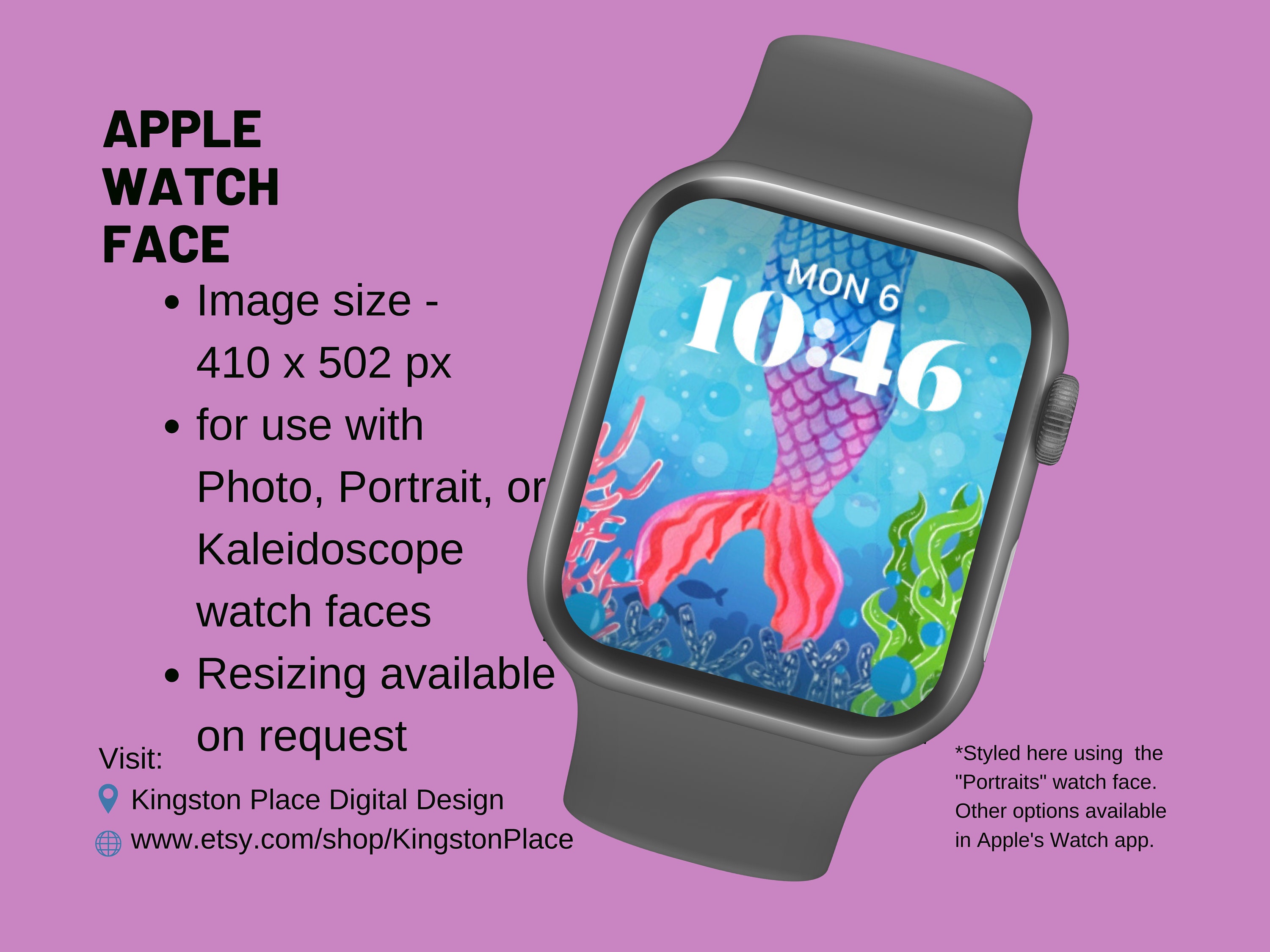 Mermaid Tail Apple Watch Face - Oceanic Smart Watch Wallpaper - Etsy