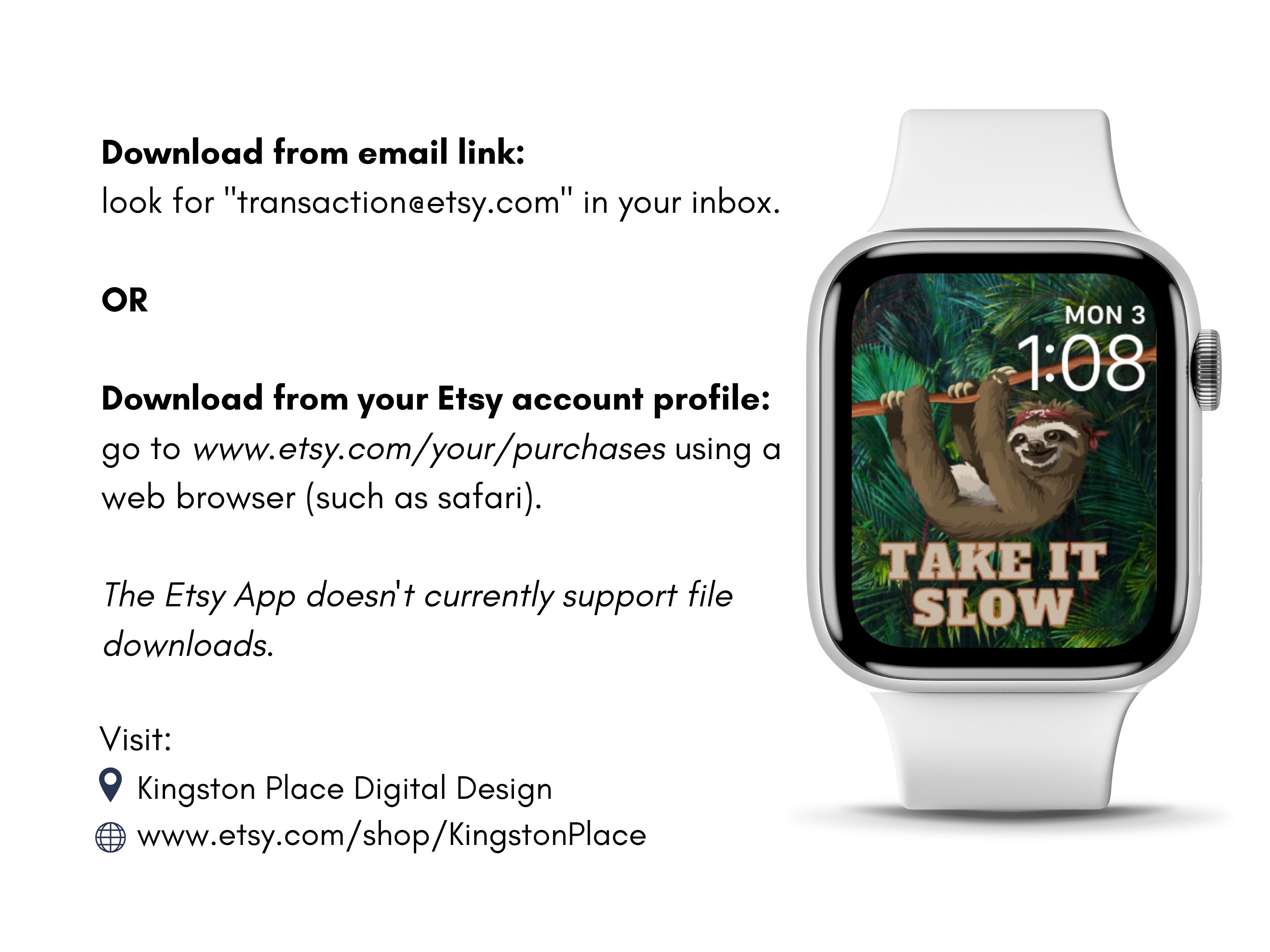 Cute Sloth Apple Watch Face Instant Digital Download | Smart Watch ...