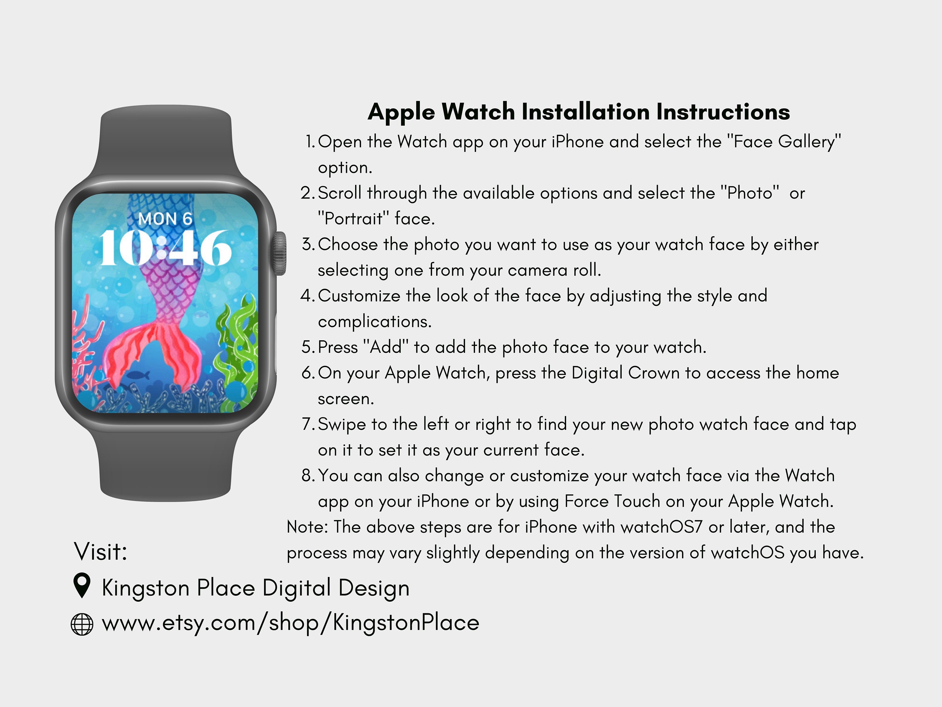 Mermaid Tail Apple Watch Face - Oceanic Smart Watch Wallpaper - Etsy